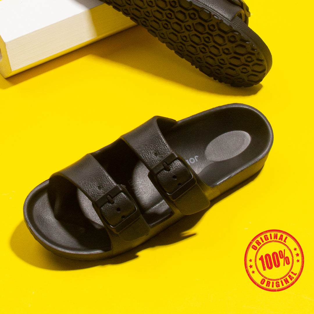 Joe-Fresh Black Double Band Buckled Slippers – Hipkids.pk
